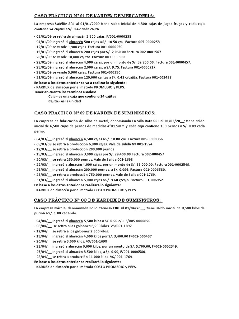 Caso Practico de Kardex de Mercaderia | PDF