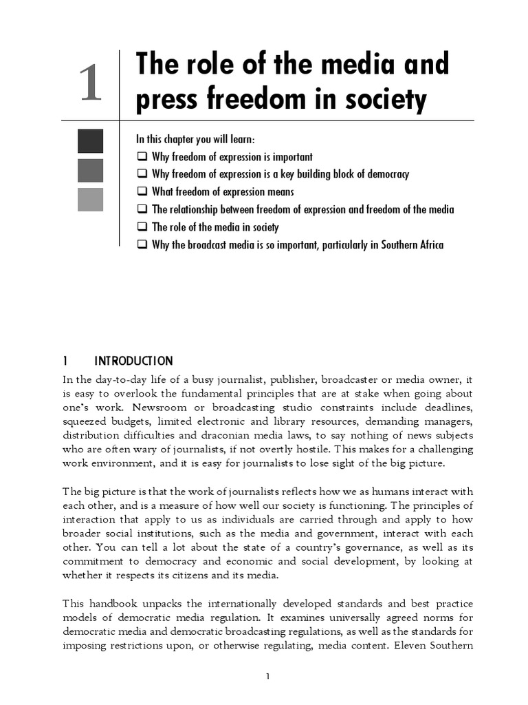 The Role of The Media and Press Freedom in Society | PDF | Freedom Of ...