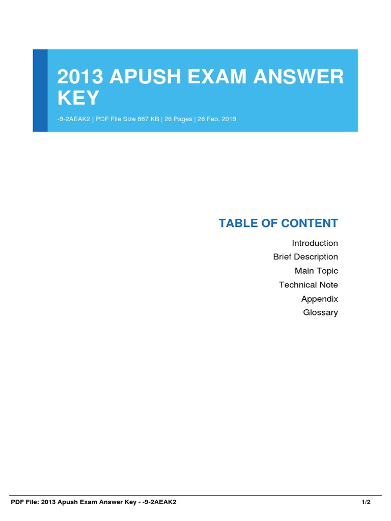 ID2b8b72671-2013 Apush Exam Answer Key | PDF | E Books | Books