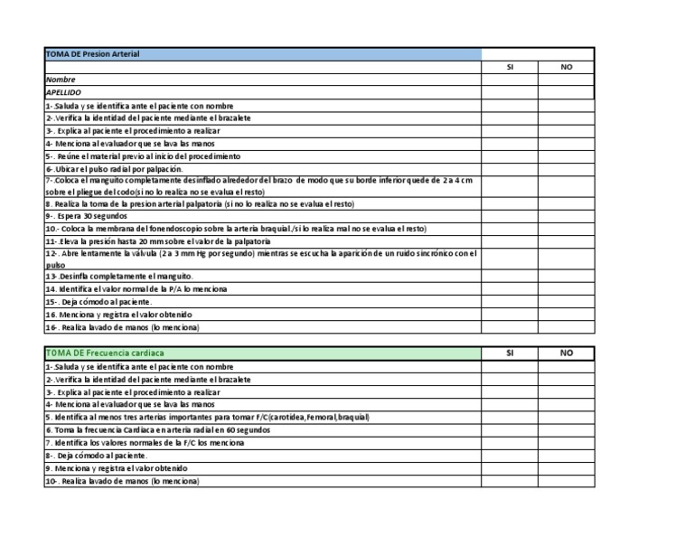 Pauta Cotejo Signos Vitales | PDF