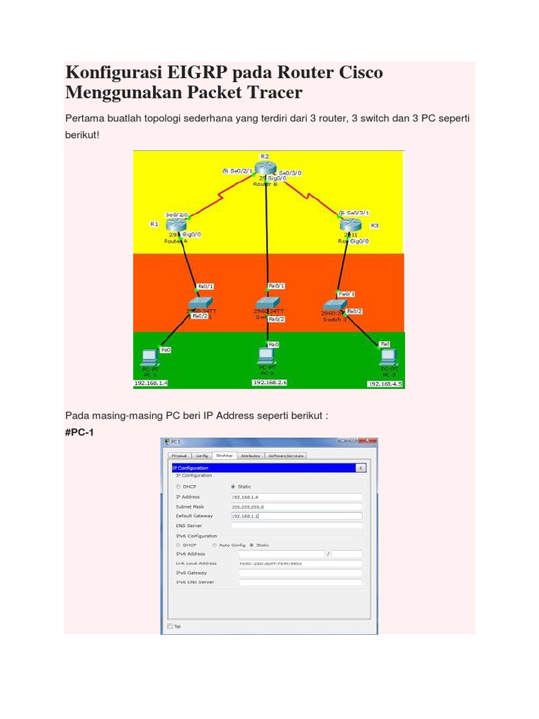 Konfigurasi EIGRP di Router Cisco | PDF | Router (Komputasi) | Standar ...