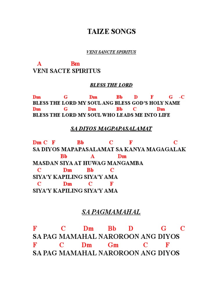 Taize Songs | PDF | Christian Worship And Liturgy | Religious Behaviour ...