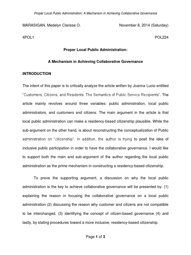 PubAd Paper 2 | PDF | Citizenship | Public Administration