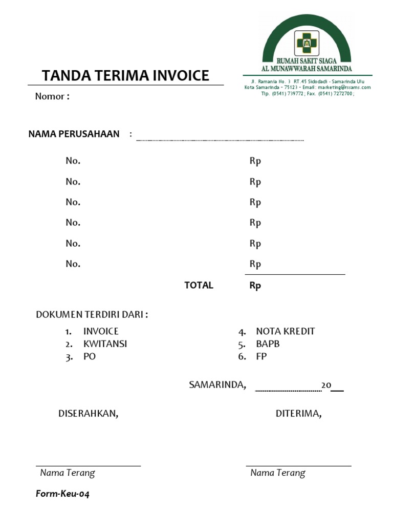 Form, 11 Form Tanda Terima Invoice | PDF