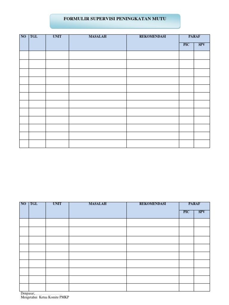 Form Supervisi PMKP | PDF | Bisnis | Teknologi & Rekayasa
