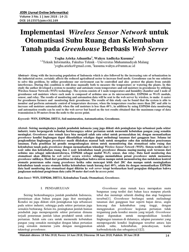 Implementasi Wireless Sensor Network Untuk Otomatisasi Suhu Ruang Dan ...