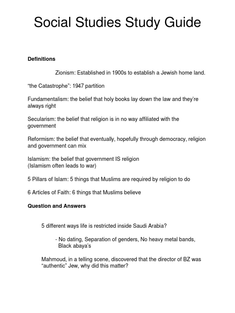 Middle East Study Guide | PDF | Islamism | Israel