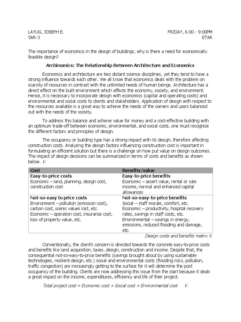 Archinomics: The Relationship Between Architecture and Economics | PDF ...