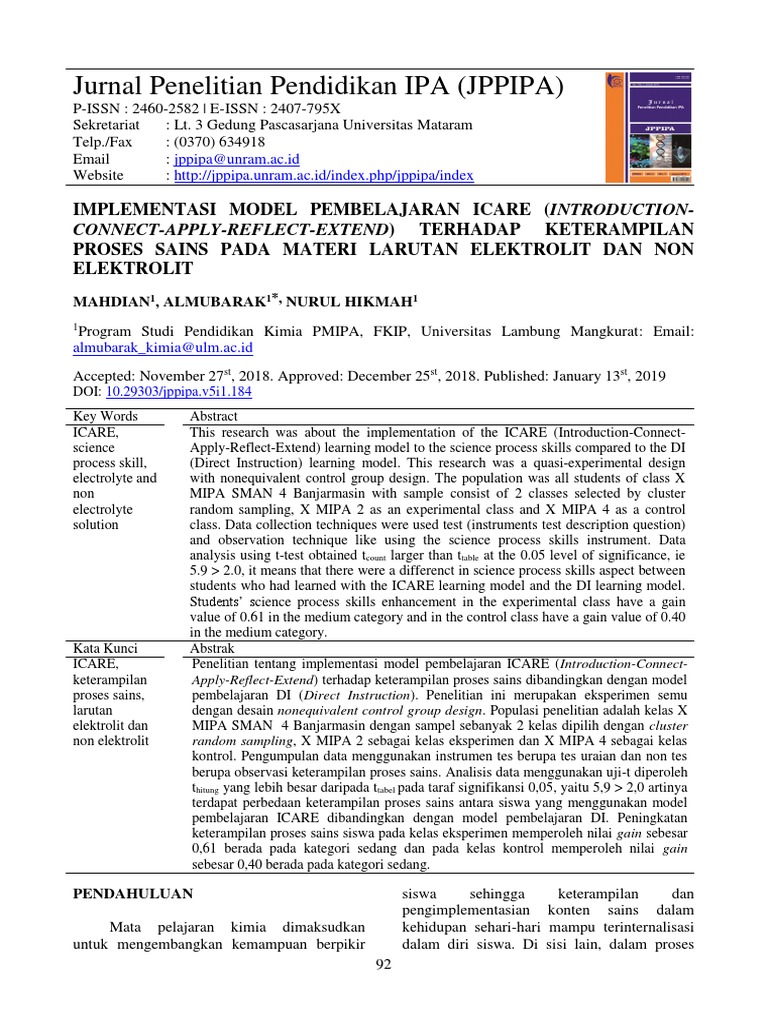 ICARE Model Impact on Science Skills | PDF | Research Methods ...