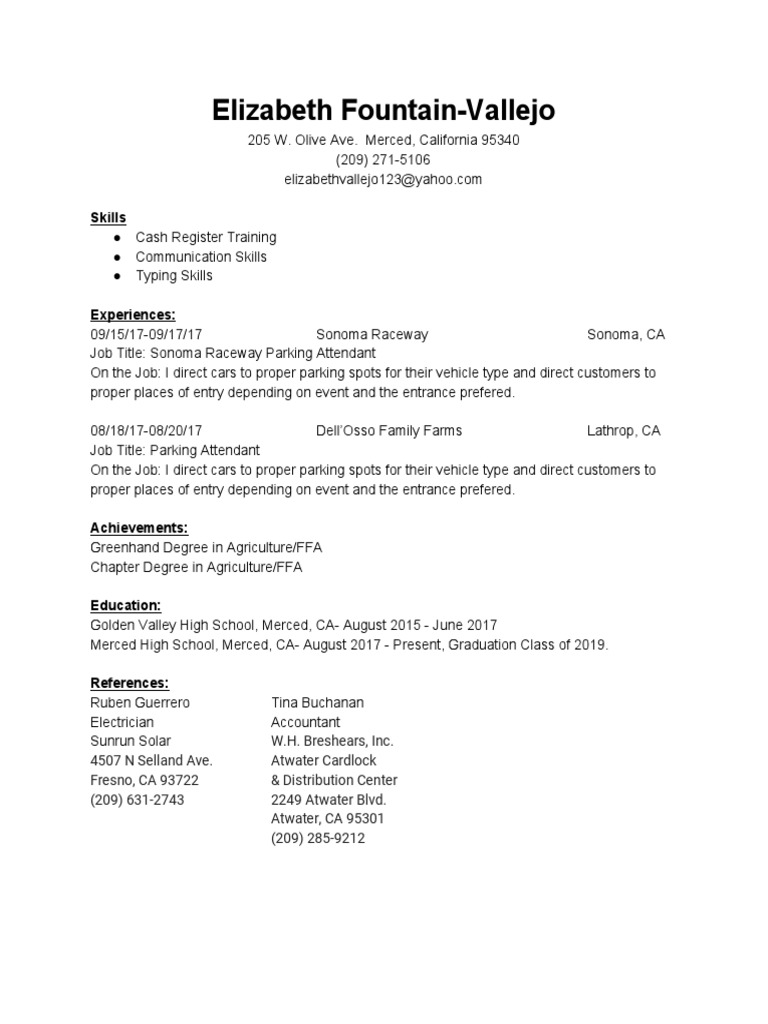 Elizabeth Fountain-Vallejo Resume | PDF