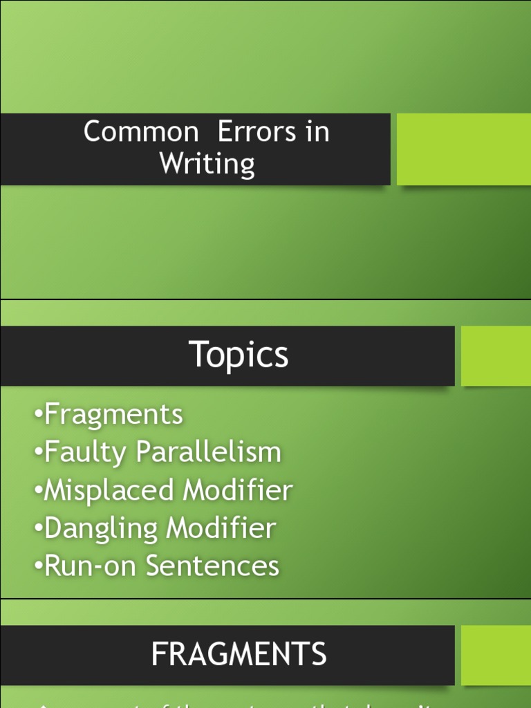 Common Writing Errors | PDF | Semantic Units | Grammar