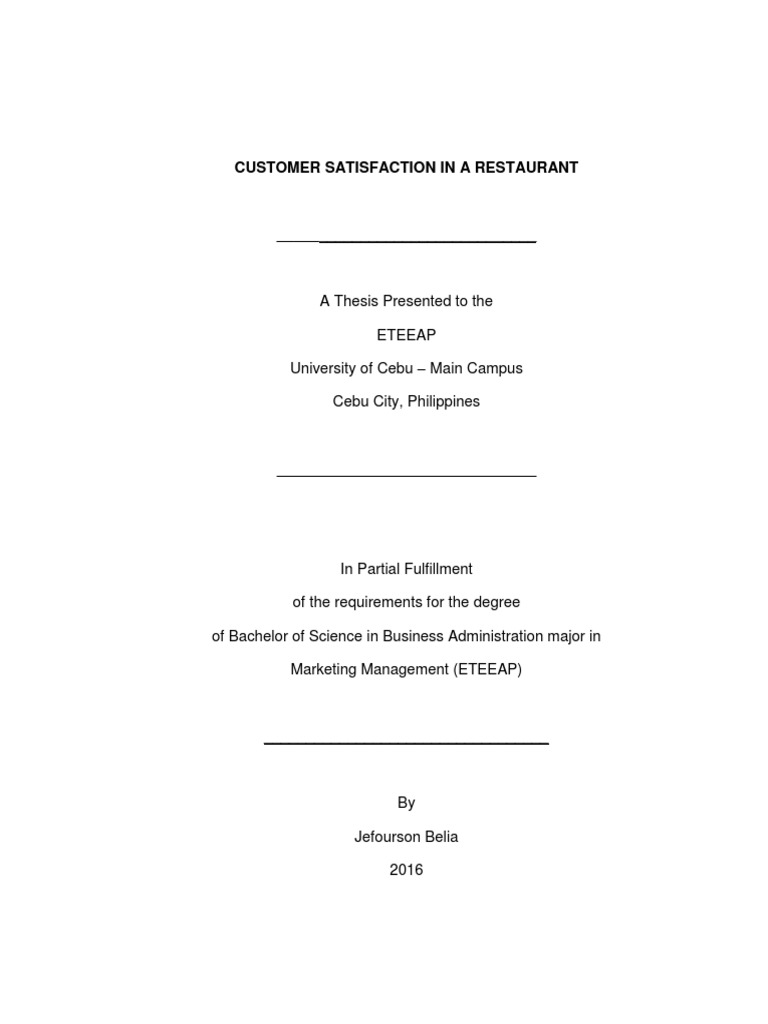Customer Satisfaction in A Restaurant | PDF | Customer Satisfaction ...