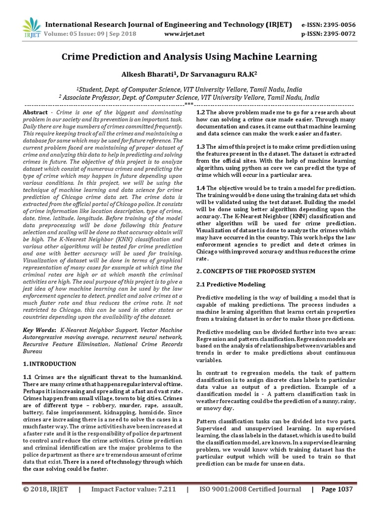 Crime Prediction and Analysis Using Machine Learning | PDF | Regression ...