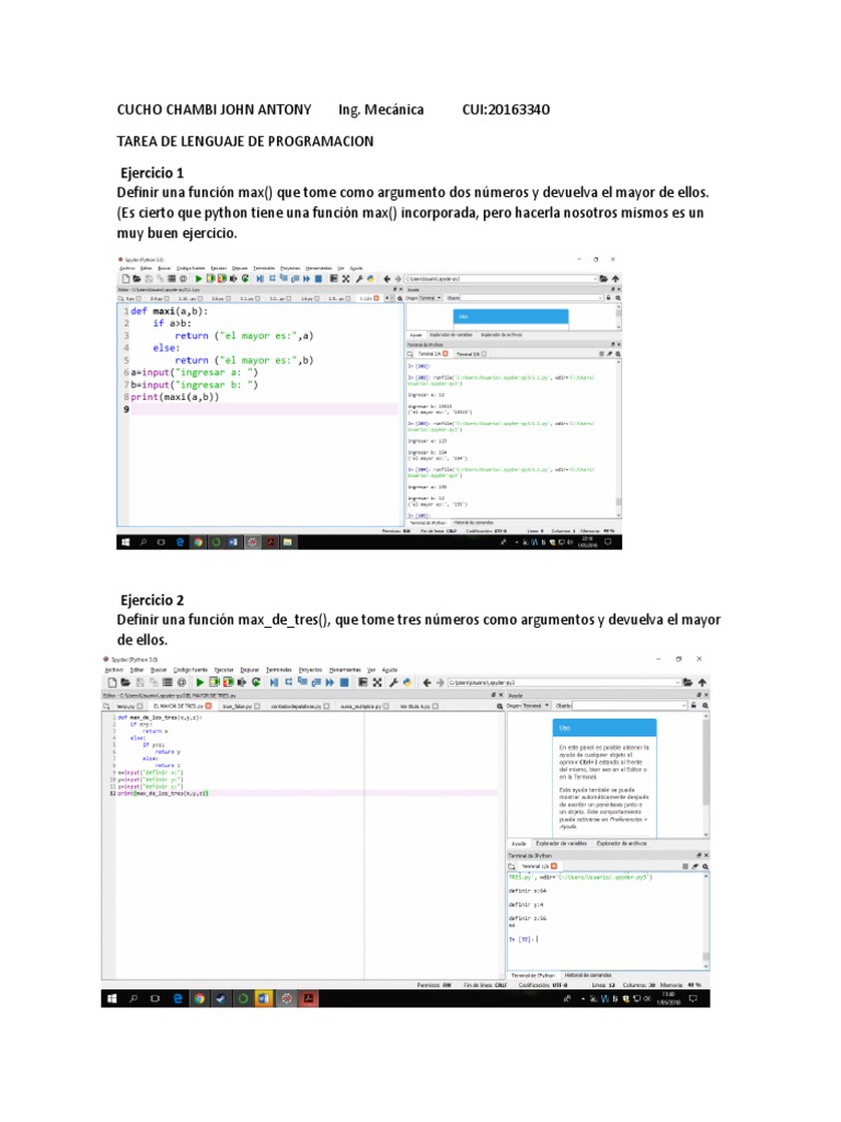 Funciones y programas para la resolución de ejercicios de programación en Python | PDF | Función ...