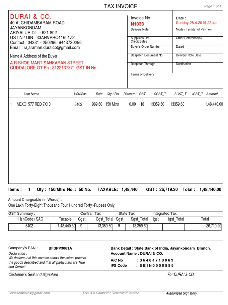 A HP Tvs Full Printer Suraim | PDF | Invoice | Taxation