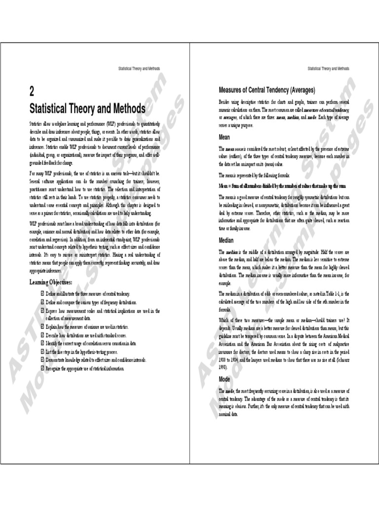 2 Statistical Theory and Methods: Measures of Central Tendency ...