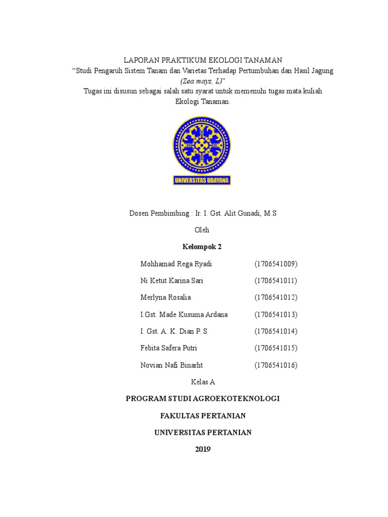 Laporan Praktikum Ekologi Tanaman Jagung Fix | PDF | Kesehatan Holistik | Teknologi & Rekayasa