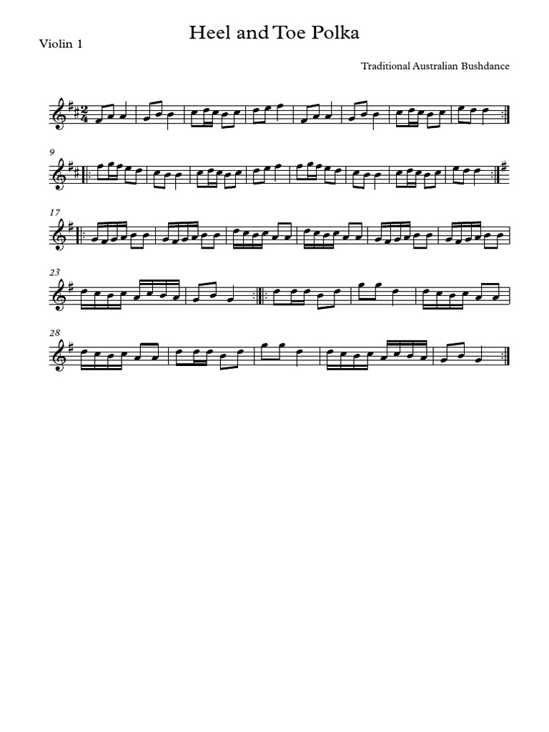 Heel and Toe Polka - Violin 1 | PDF