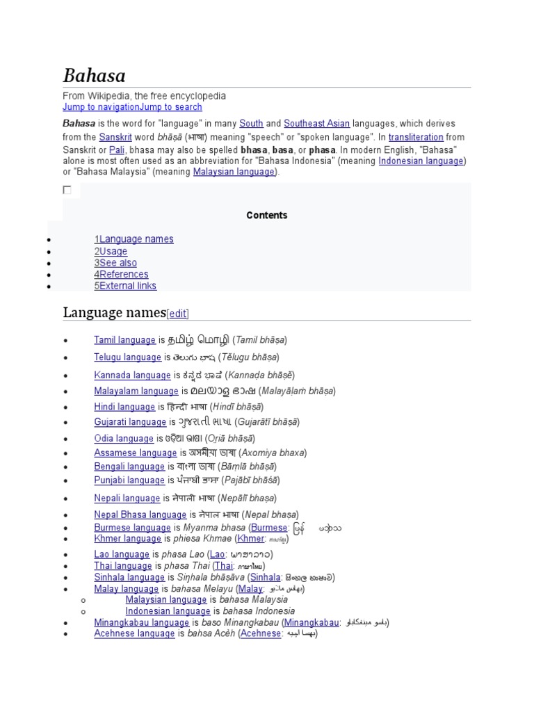 Bahasa: Language Names | PDF | Indonesian Language | Indonesia