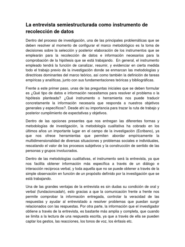 Entrevista Semiestructurada Nueva | PDF | Empirismo | Información