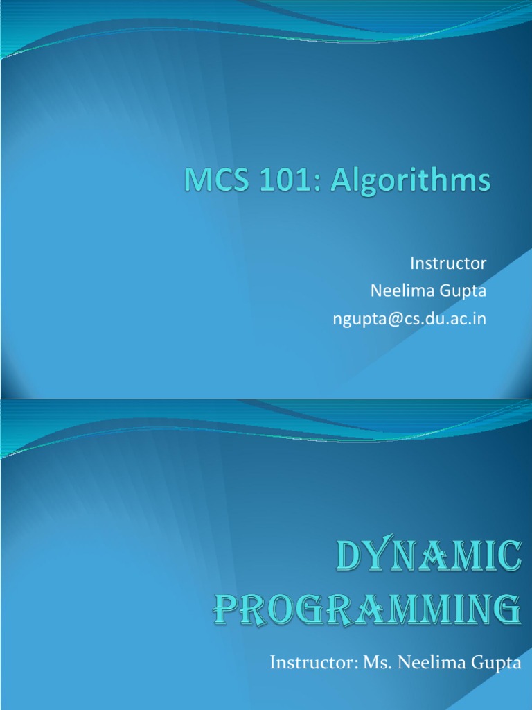 Instructor Neelima Gupta Ngupta@cs - Du.ac - in | PDF | Time Complexity ...
