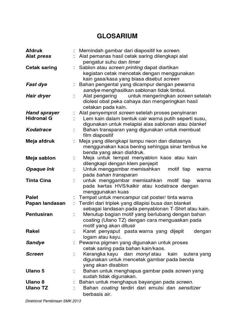 GLOSARIUM Sablon | PDF | Seni