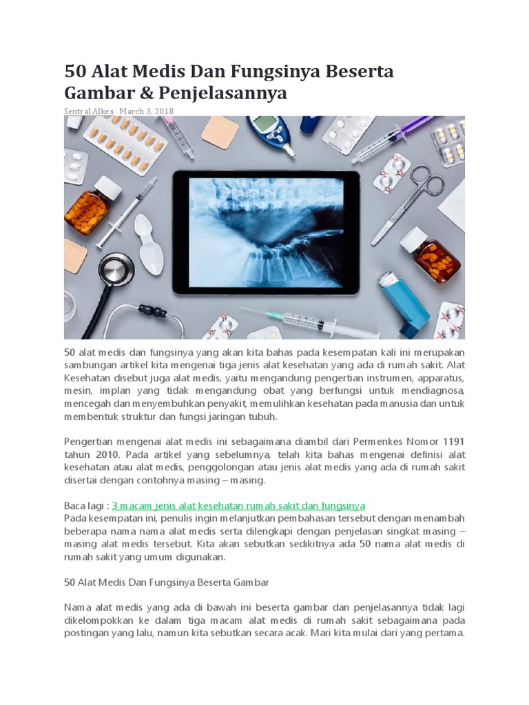 50 Alat Medis Dan Fungsinya Beserta Gambar | PDF
