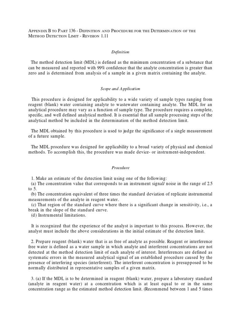 MDL PDF | PDF | Detection Limit | Statistical Analysis