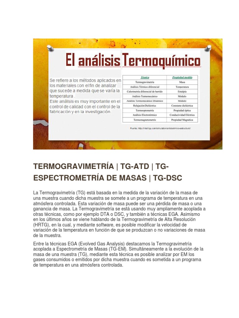 TERMOGRAVIMETRÍA | PDF | Espectrometría de masas | Temperatura