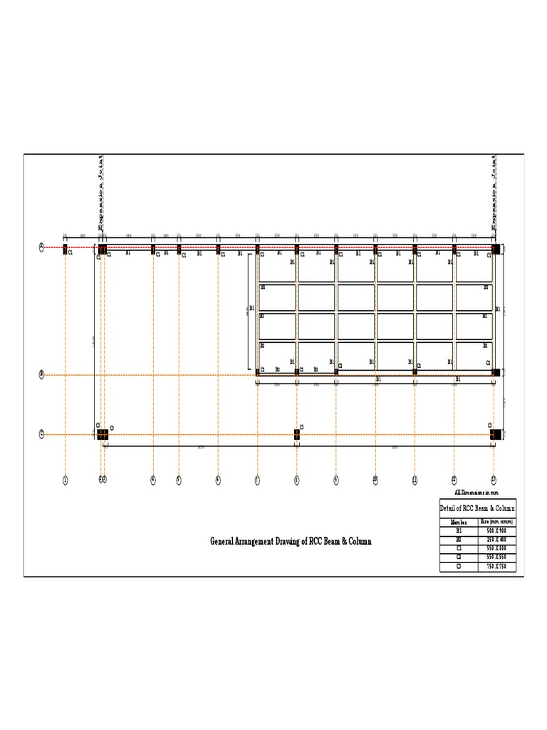 General Arrangement Drawing of RCC Beam & Column | PDF