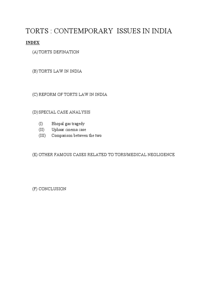 Indian Torts Law: Current Issues | PDF | Tort | Negligence