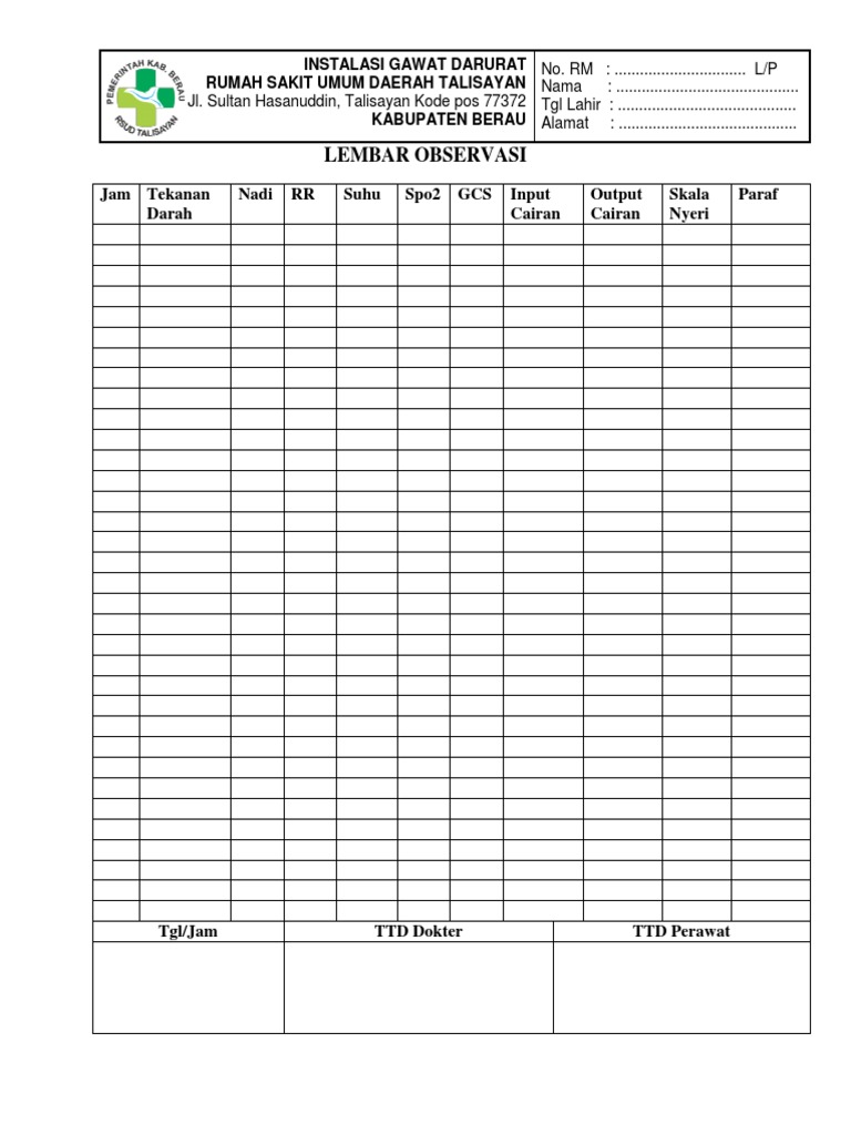 Lembar Observasi Igd | PDF