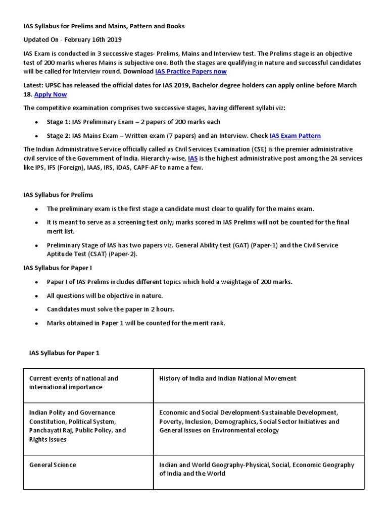 IAS Exam Syllabus and Pattern Guide | PDF | Test (Assessment)