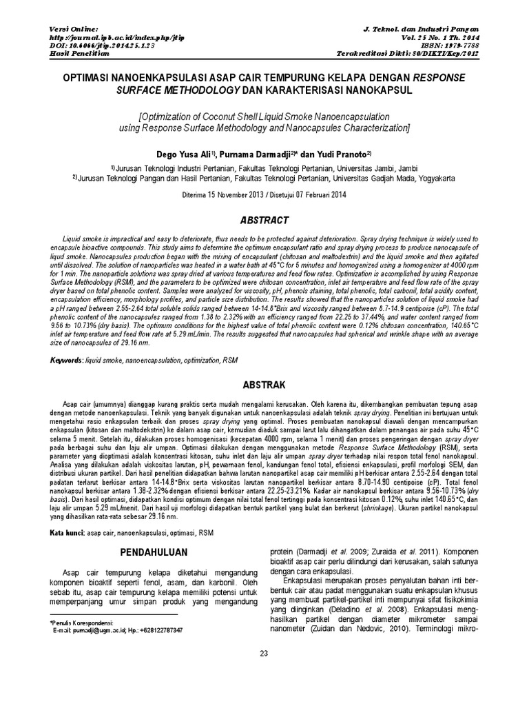 Surface Methodology Dan Karakterisasi Nanokapsul: Optimasi ...