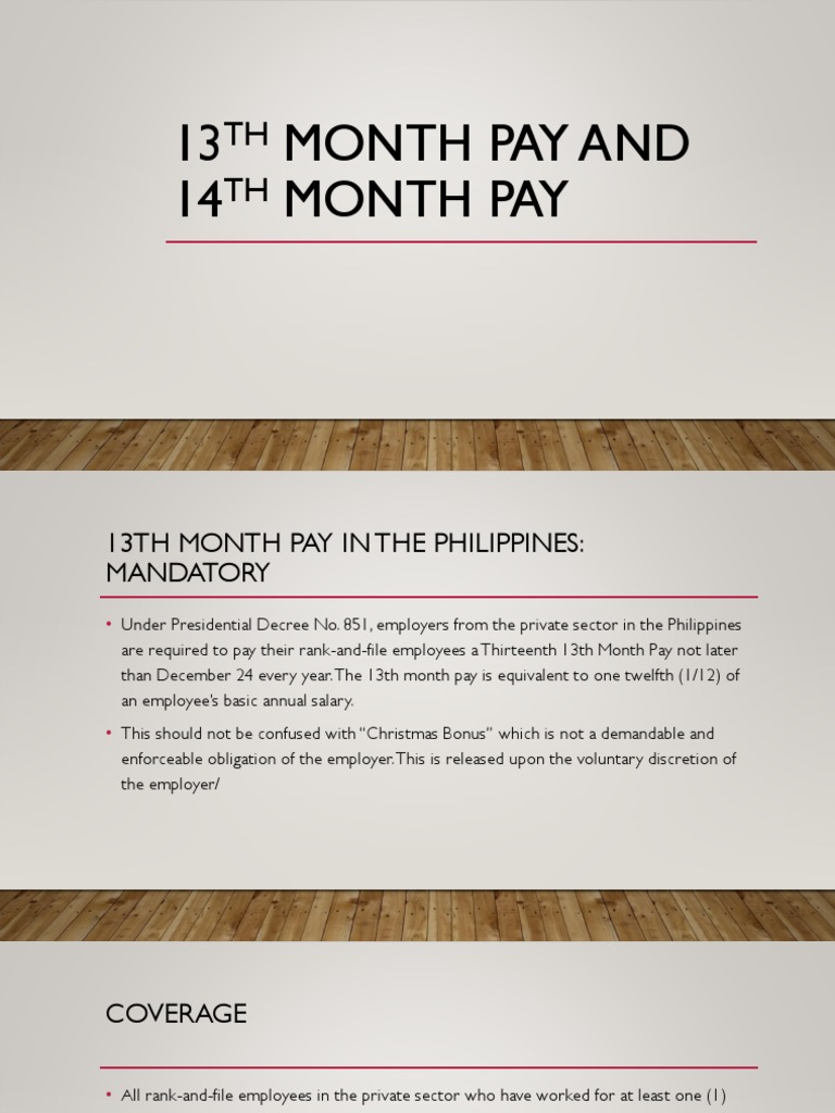 13th Month Pay and 14th Month Pay | PDF | Salary | Tax Exemption