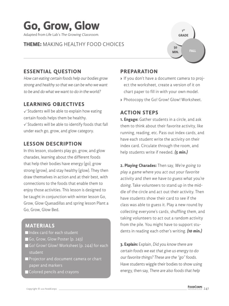 Grade 1 Go Grow Glow | PDF | Foods
