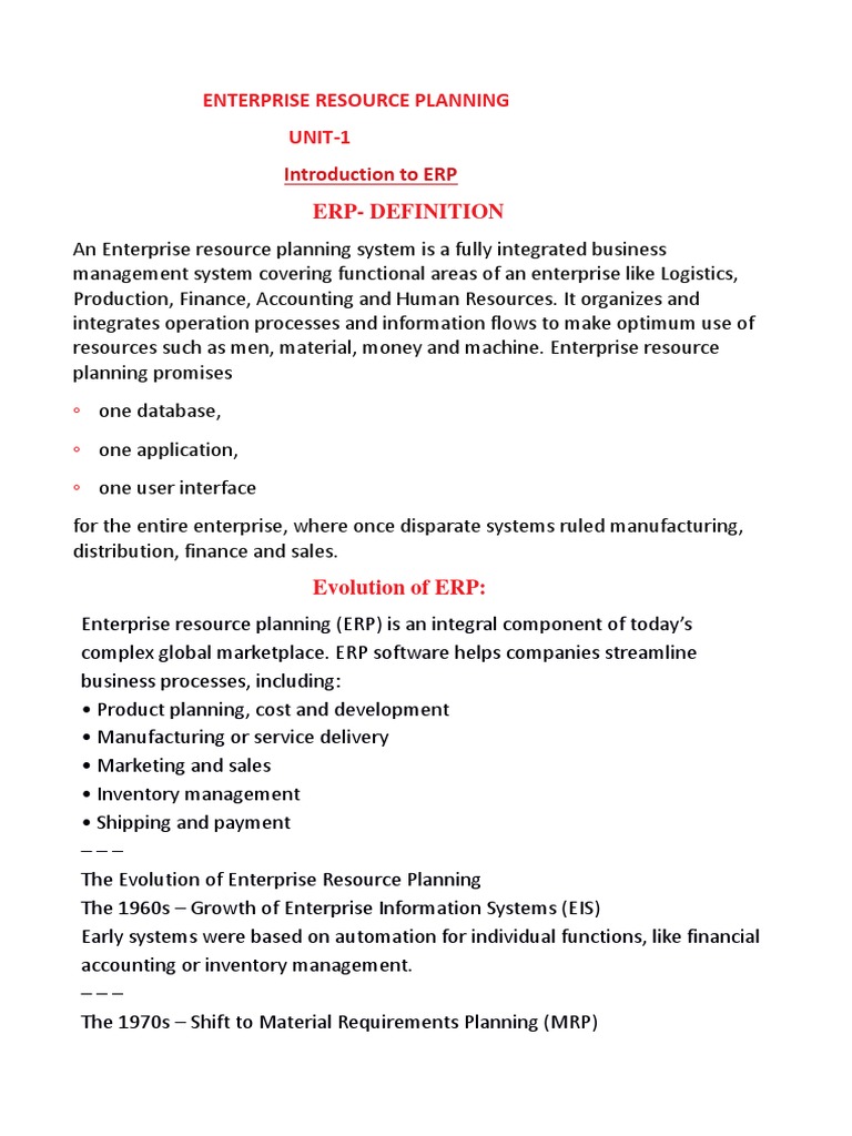ERP1 | PDF | Supply Chain | Enterprise Resource Planning