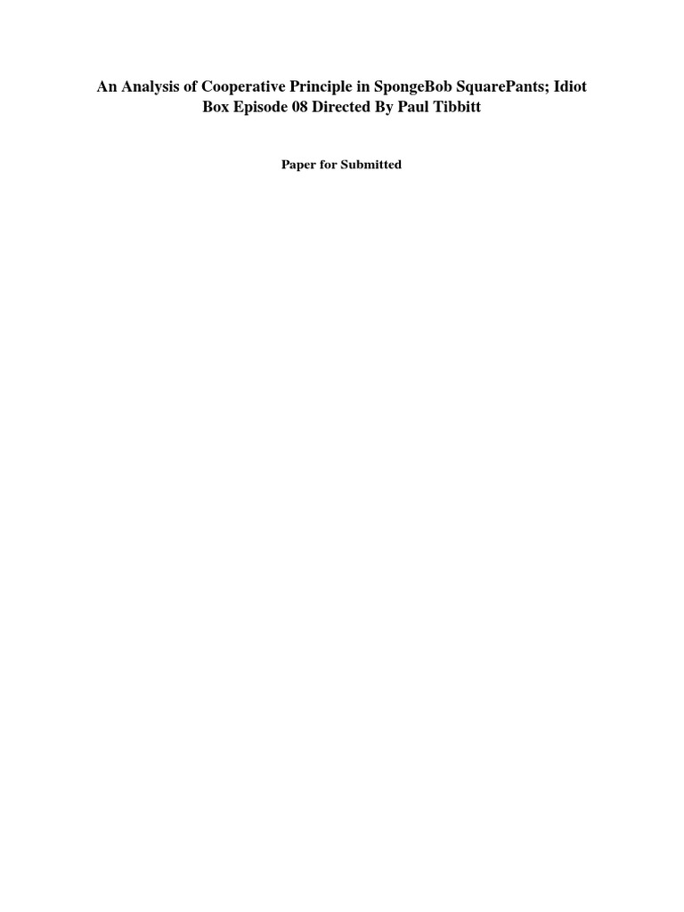 An Analysis of Cooperative Principle in Spongebob Squarepants Idiot Box ...