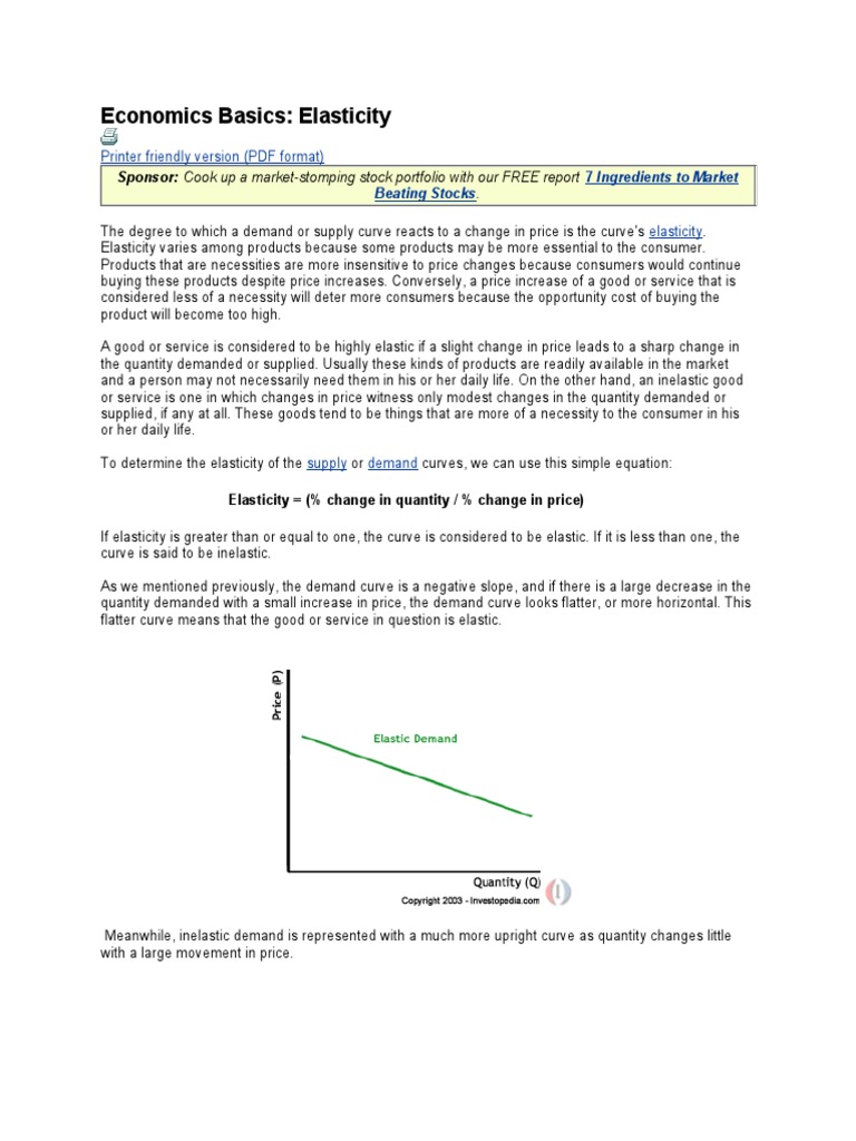 Understanding Elasticity in Economics | PDF | Elasticity (Economics ...