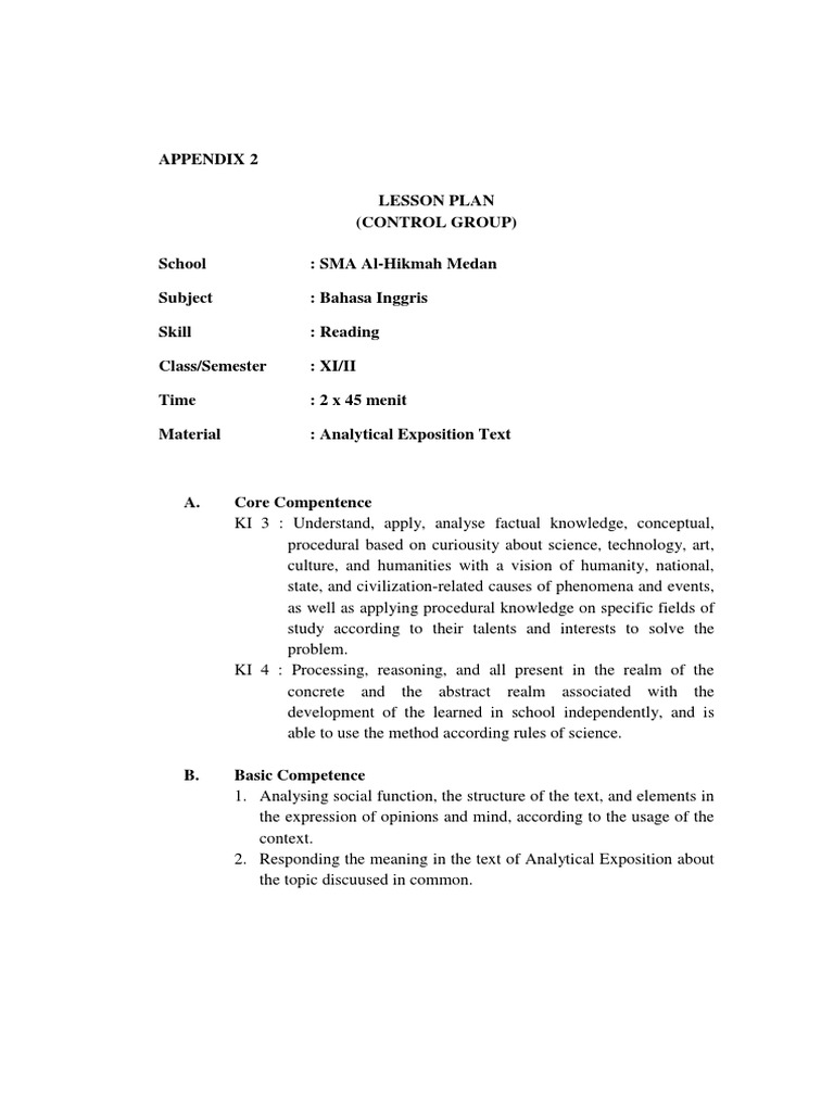 Lesson Plan Control Group | PDF | Reason | Internet