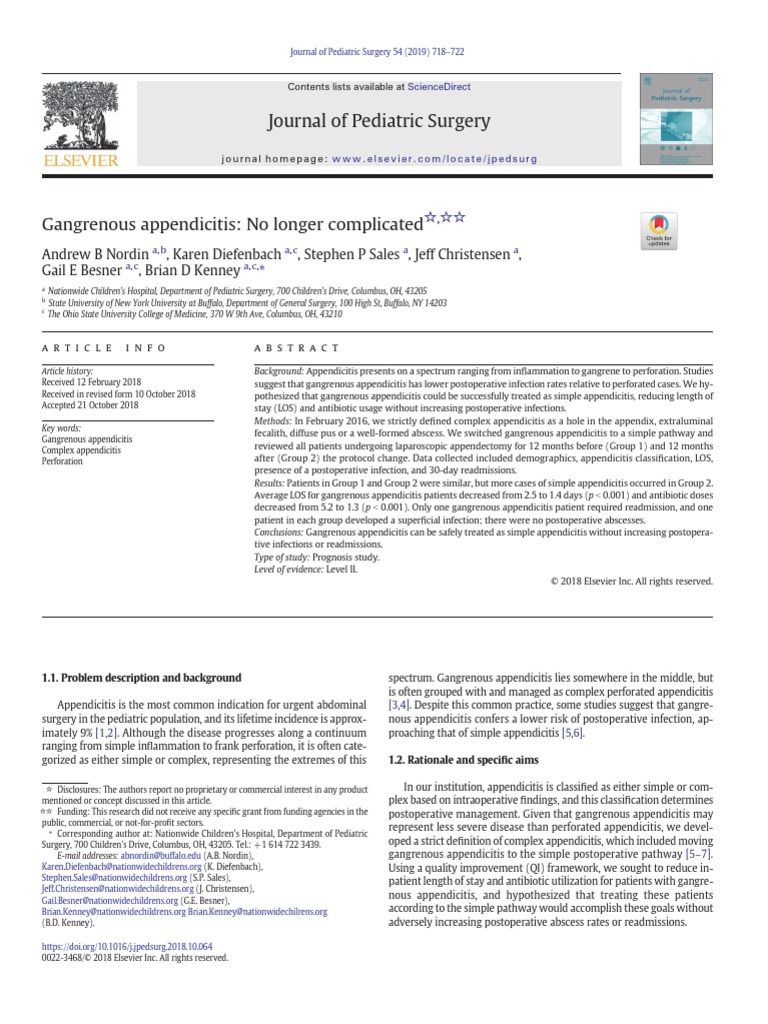 Gangrenous Appendicitis | PDF | Surgery | Medical Specialties