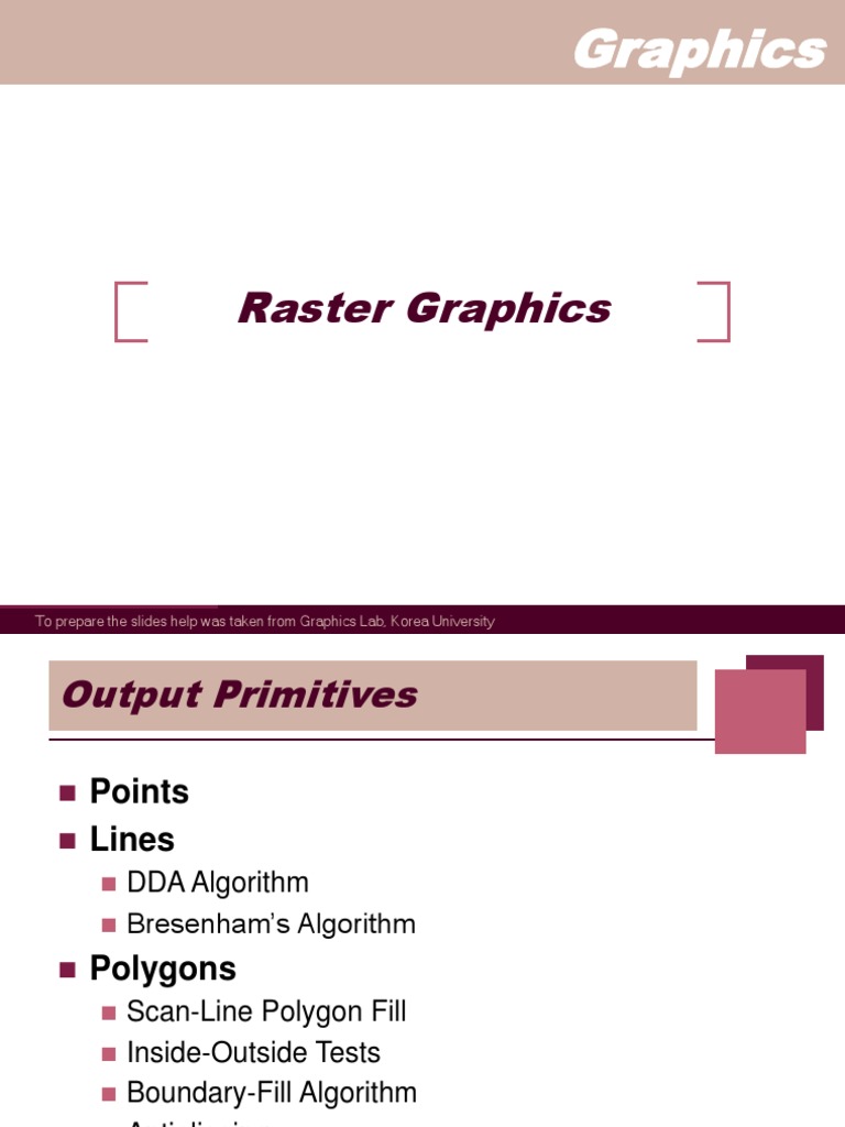 Raster Graphics: To Prepare The Slides Help Was Taken From Graphics Lab, Korea University | PDF ...