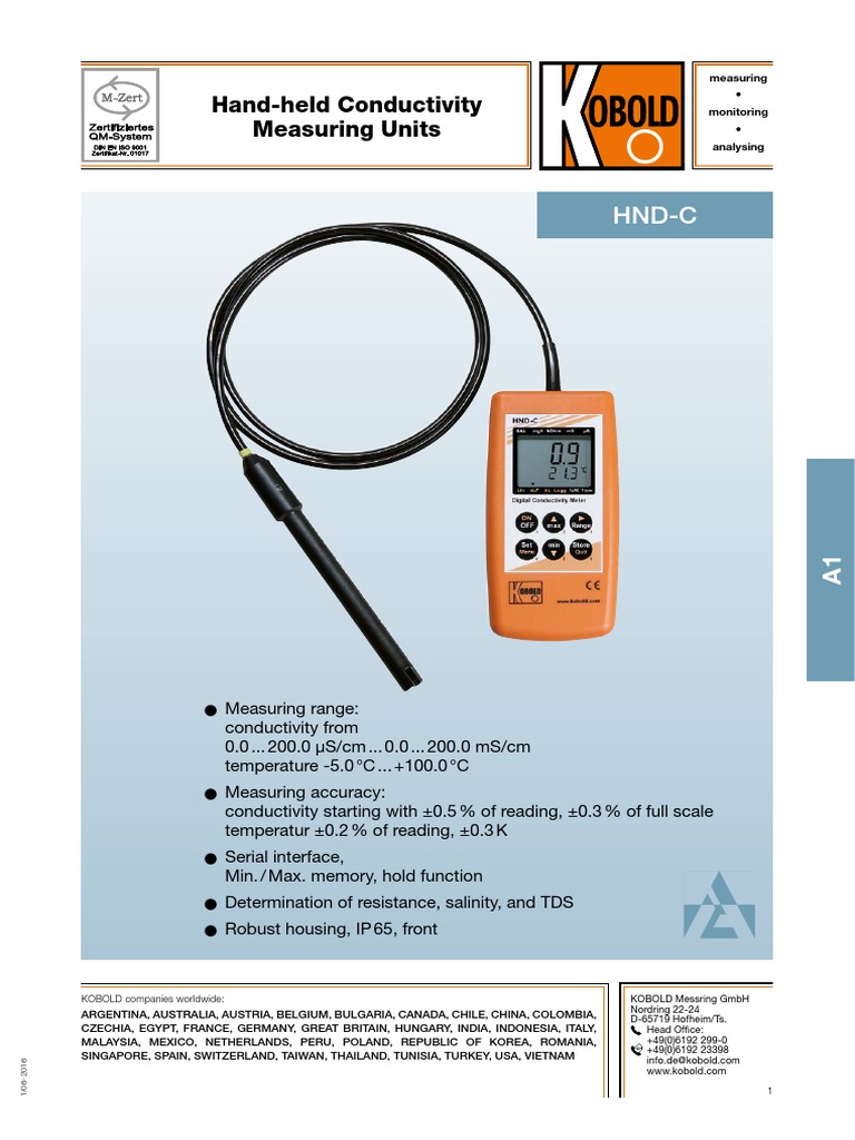 Hand-Held Conductivity Measuring Units: HND-C | PDF | Electrical ...