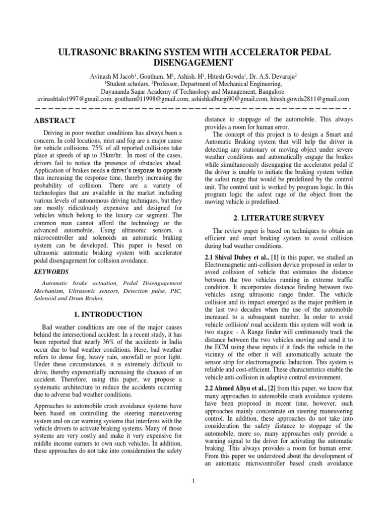 Ultrasonic Braking System | PDF | Relay | Power Supply
