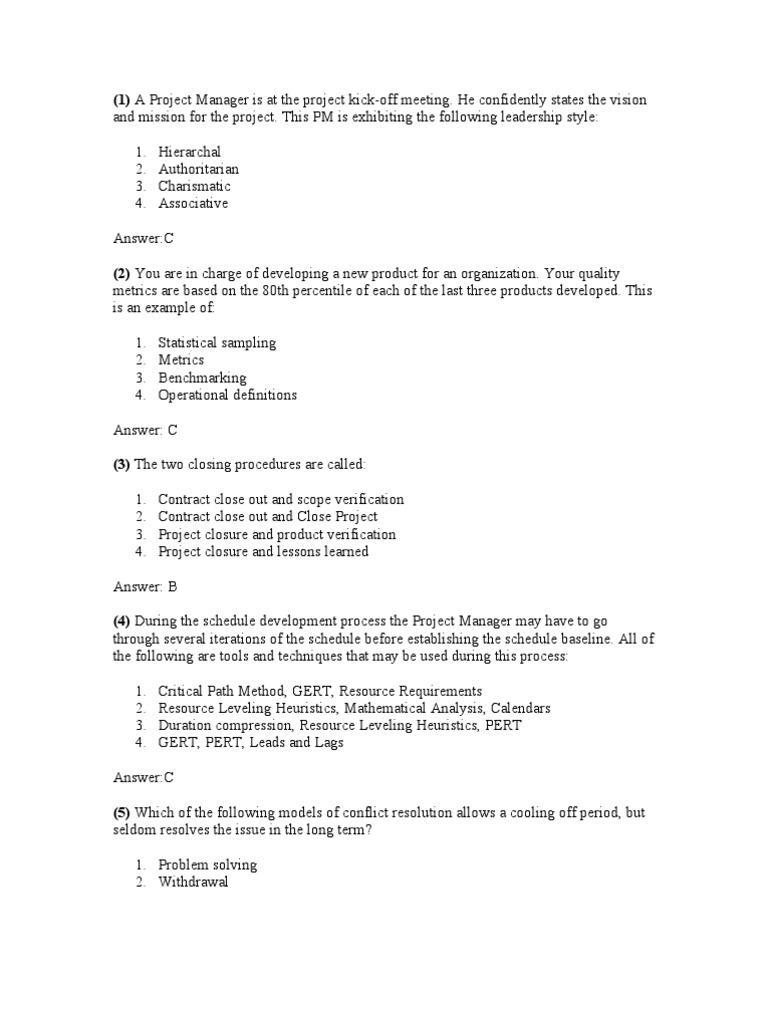 Project Management Exam | PDF | Project Management | Self Actualization