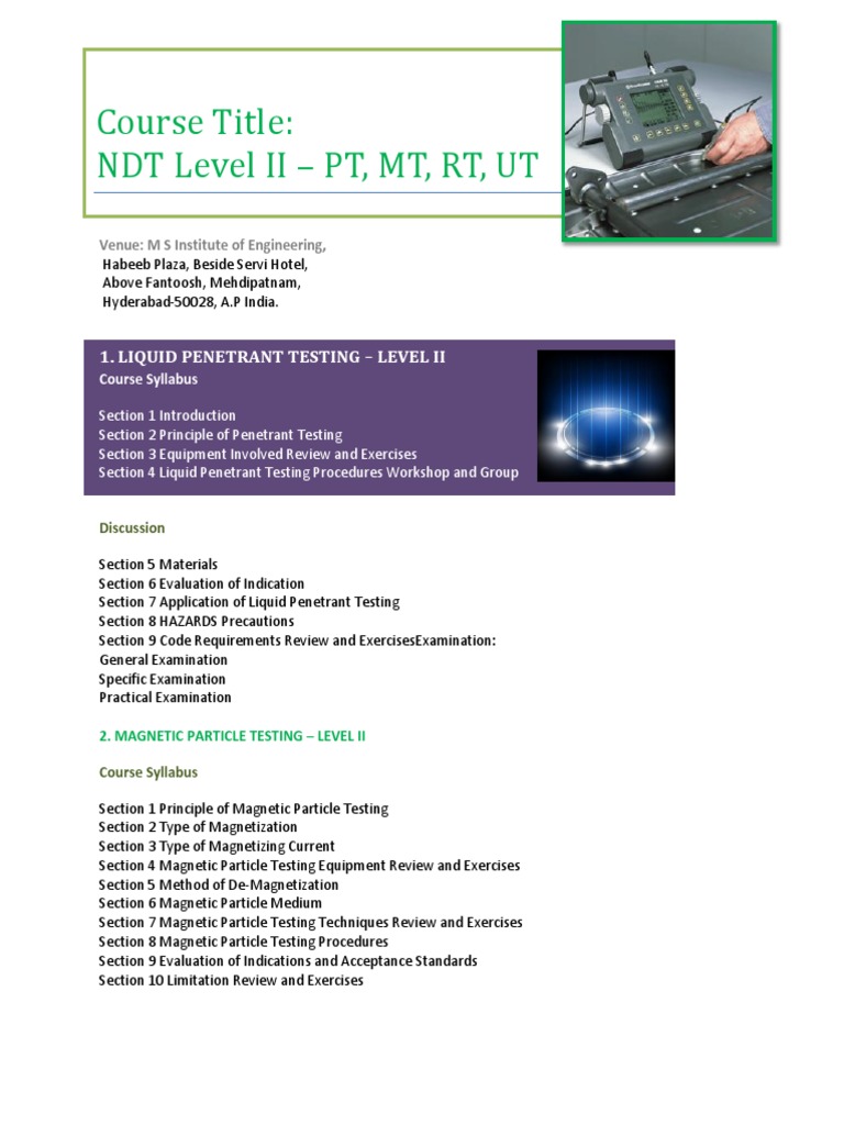 ASNT-NDT Level -II in RT, UT MT, PT.pdf | Radiography | Materials | Free 30-day Trial | Scribd