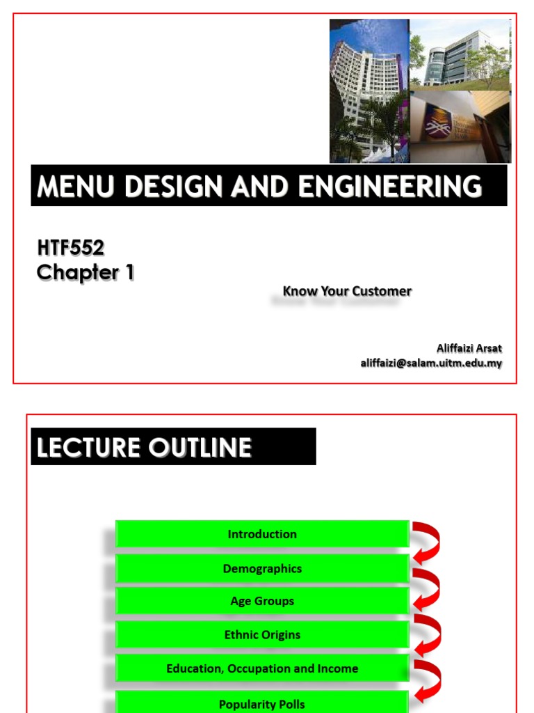 Menu Design and Engineering: Know Your Customer | PDF | Menu | Restaurants