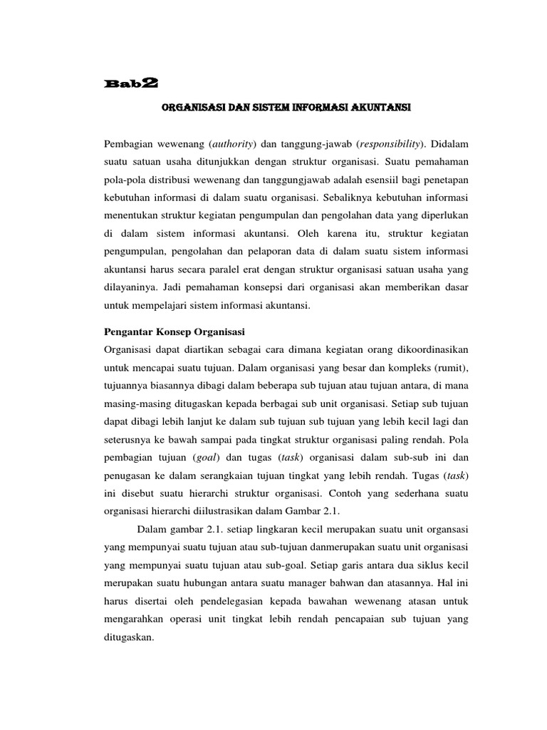 Sia Bab 2 Organisasi Dan Sistem Informasi Akuntansi | PDF