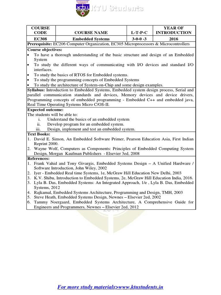 EC308 Embedded Systems | Download Free PDF | Embedded System | Device Driver