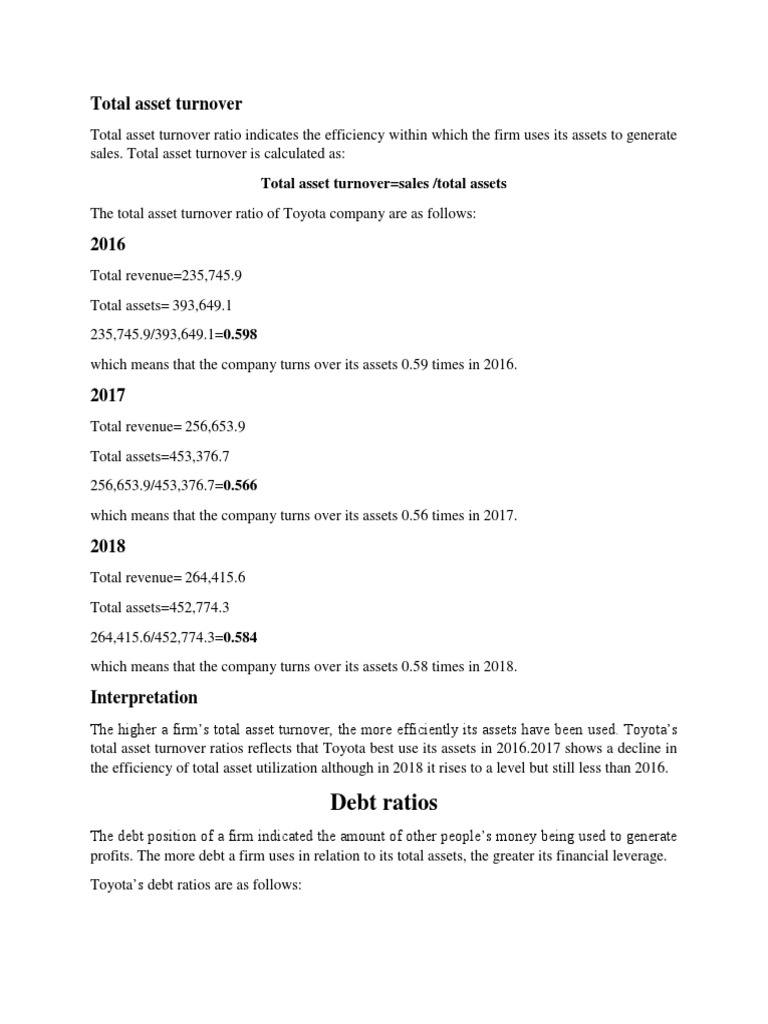 Finance Ratios of Toyota | PDF | Equity (Finance) | Debt